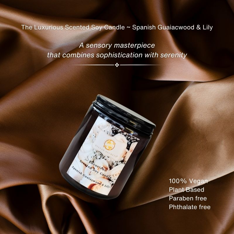 Luxurious Scented Soy Candle Spanish Guiacwood & Lily